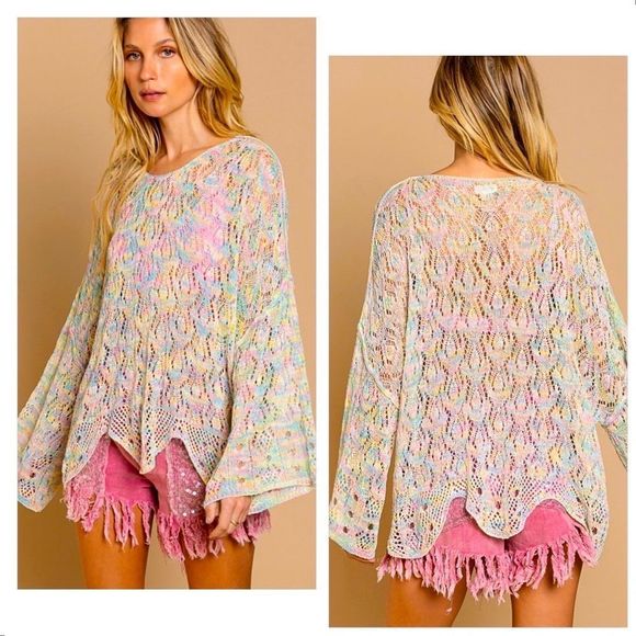 POL | Sweaters | Nwt Pol Thin Sweater Wbell Sleeves And Scalloped Edges ...